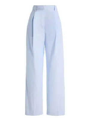 THE LATEST Axel Pleated Cotton Poplin Wide-leg Trousers - Blue
