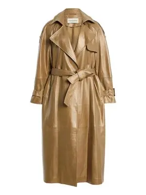 Nour Hammour Claudia Leather Trench Coat - Bronze