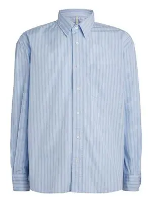 SUNFLOWER Cotton Stripe New Base Shirt - Blue
