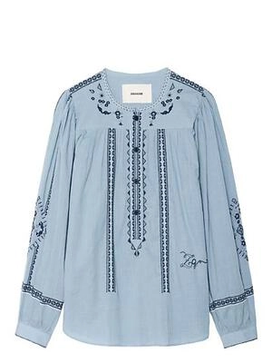 Zadig&Voltaire Embroidered Cotton Blouse - Sky