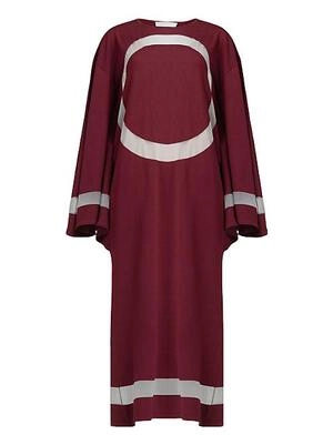 LEEM Circle-print Float-sleeve Woven Kaftan Dress - Red