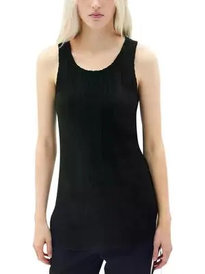 ANN DEMEULEMEESTER Mara Ribbed Scoop Neck Tank Top - Black
