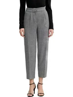 BENETTON Houndstooth Pleated Tailored Trousers - Grey
