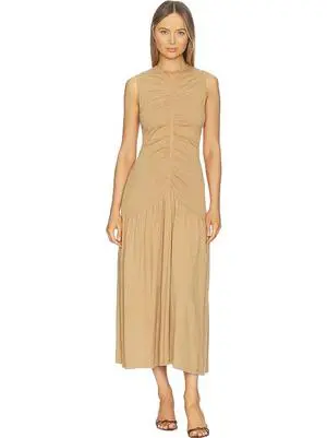 Naadam Cotton Cashmere Long Ruched Dress - Brown
