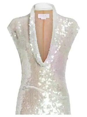 GENNY Sequined V-neck Gown - Silver