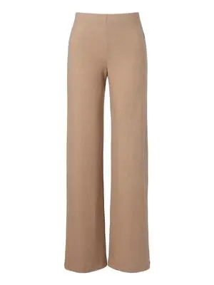 LESET Lauren Jersey Wide-leg Pants - Beige