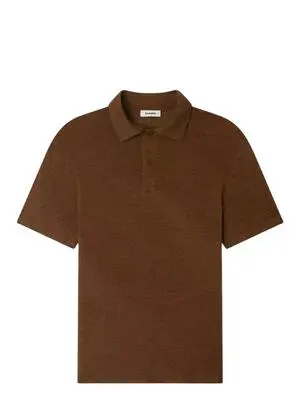 Sandro Linen Polo Shirt Brown