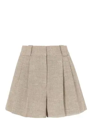 BLAZÉ MILANO Marina Selle Pleated Ribbed Cotton-blend Shorts - Neutrals