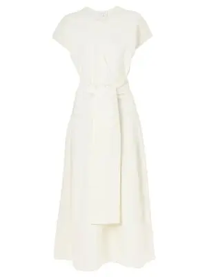VIOLANTE NESSI Turrel Tie-detailed Jersey Midi Dress - Neutrals