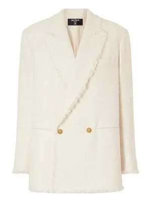 Balmain Double-breasted Tweed Blazer - Neutrals