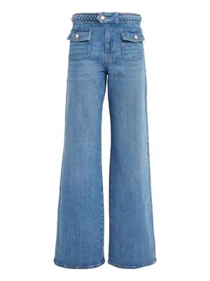 Maje Braided High-rise Flared Jeans - Blue