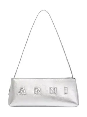 Marni Marni Embossed Leather Shoulder Bag Silver