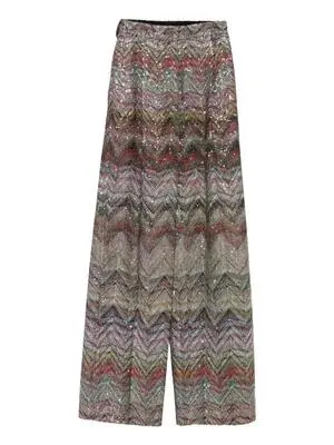MISSONI Missoni Sequined Chevron Pattern Straight Leg Trousers