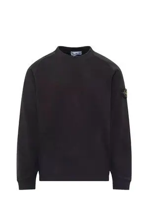 Stone Island Crew-neck Sweatshirt With Logo Patch - Black