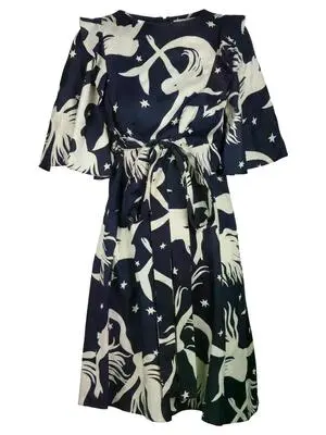 Valentino Garavani Printed Ruffled Midi Dress - Blue