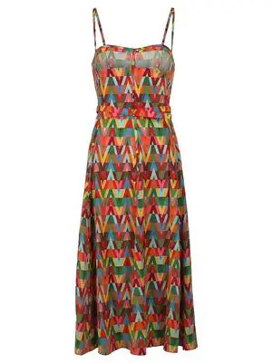 Valentino Garavani Geometric Print Midi Dress - Red