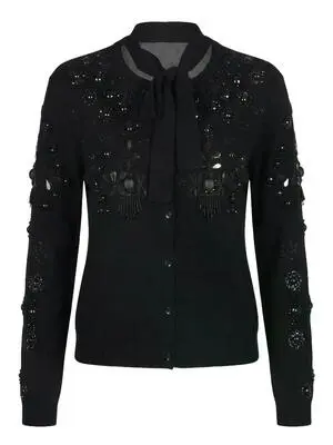 Valentino Garavani Embellished Bow Cardigan - Black