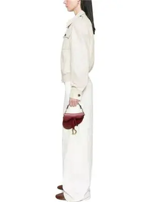 Dior Grained Calfskin Saddle Bag Satchel - Red