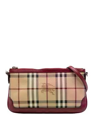 Burberry Haymarket Check Coated Canvas Peyton Crossbody Bag - Red