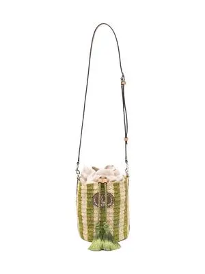Valentino Garavani Striped Raffia Bucket Bag - Neutrals