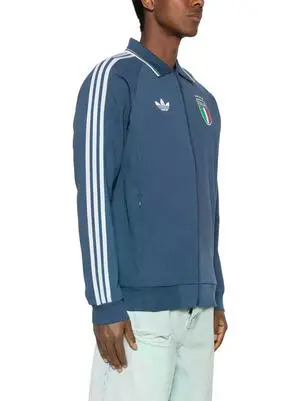 Adidas X Italia Stripe-detail Zip-fastening Sweatshirt - Blue