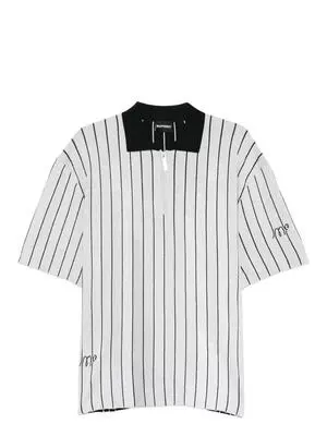 MADFRENZY Mf Striped Zip Polo Shirt - Grey