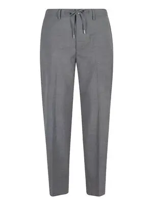 BRIGLIA 1949 Textured Drawstring Pleated Trousers - Grey