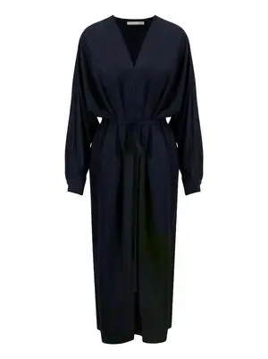 Harris Wharf London V-neck Tie-waist Midi Skirt - Blue