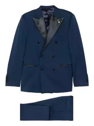 LUIGI BIANCHI MANTOVA Double-breasted Peak-lapel Suit - Blue