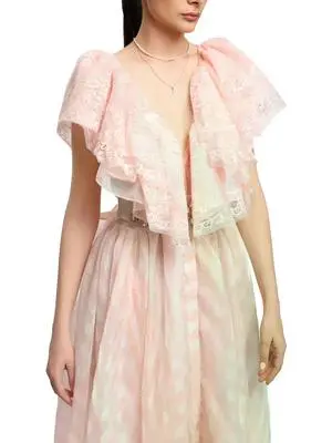 MIAU BY CLARA ROTESCU Hanoi Ruffled Lace Dress - Pink