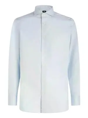 Boggi Milano Opne-collar Cotton Shirt - Blue