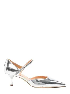 THE SELLER S Pointed Toe Buckle Fastening Leather Pumps - Silver
