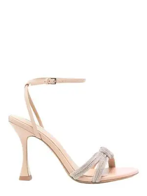 Lola Cruz Embellished Knot Heeled Sandals - Neutrals