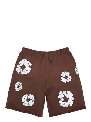 DENIM TEARS Denim Tears Floral Print Elasticated Waist Shorts Brown