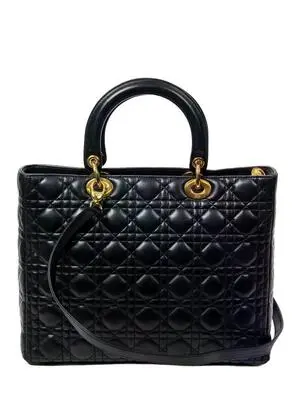 Dior Lady Quilted Shoulder Bag - Black