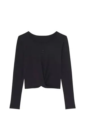 Repetto Long-sleeve Cropped Top With Twisted Front - Black