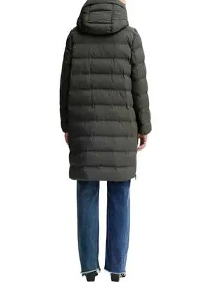 Marc O'polo Hooded Zip Jacket With Horizontal Quilting - Green
