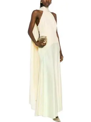 Solace London Solace London Cece Maxi Dress With Pearl Cape Detail Neutrals