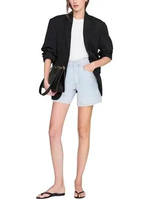 ANINE BING Delaney Frayed-edge Denim Shorts - Blue