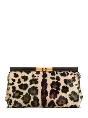 Dolce & Gabbana Marlene Leopard-print Chain Clutch Bag - Neutrals