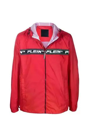 Philipp Plein Logo Tape Hooded Windbreaker - Red