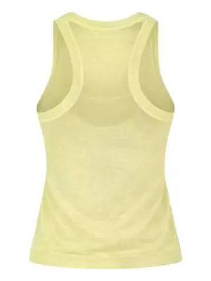 Patrizia Pepe Sleeveless Rib-knit Tank Top With Chest Logo Detail - Yellow