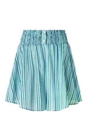 Pinko Striped Shirred Waist Shorts - Blue