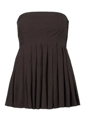 Proenza Schouler White Label Pleated Peplum Cotton Top - Brown