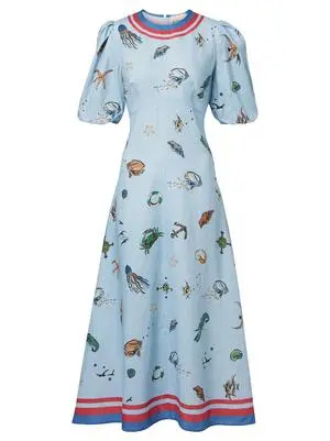 ALEMAIS Printed Linen Midi Dress - Multicoloured
