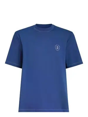Brunello Cucinelli Comfort Nylon Crew Neck T-shirt With Logo - Blue