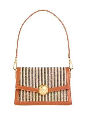 Lacoste Striped Leather Shoulder Bag - Neutrals