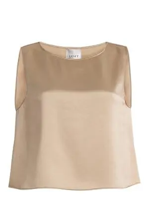 LESET Barb Satin Crop Top Bronze