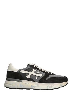 Premiata Premiata Mick Suede And Woven Low-Top Trainers Blk/white