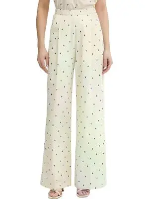FORTE_FORTE Ecru Teardrop Print Wide-leg Trousers - Neutrals